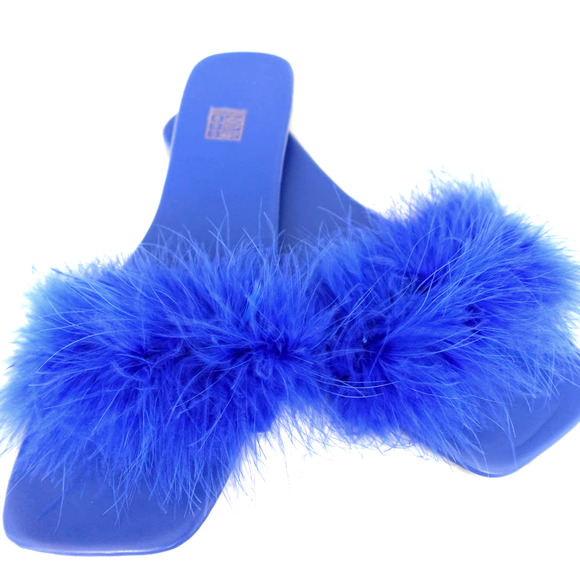 unknown | Shoes | Royal Blue Boa Mules Womans Size 9 | Poshmark